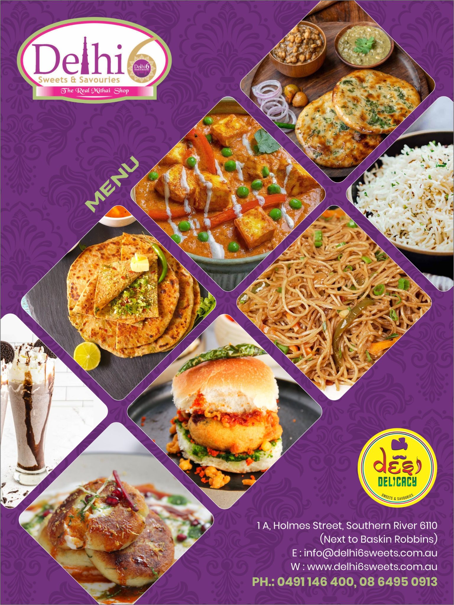 Menu(Southern River) - Delhi6 Sweets & Savouries